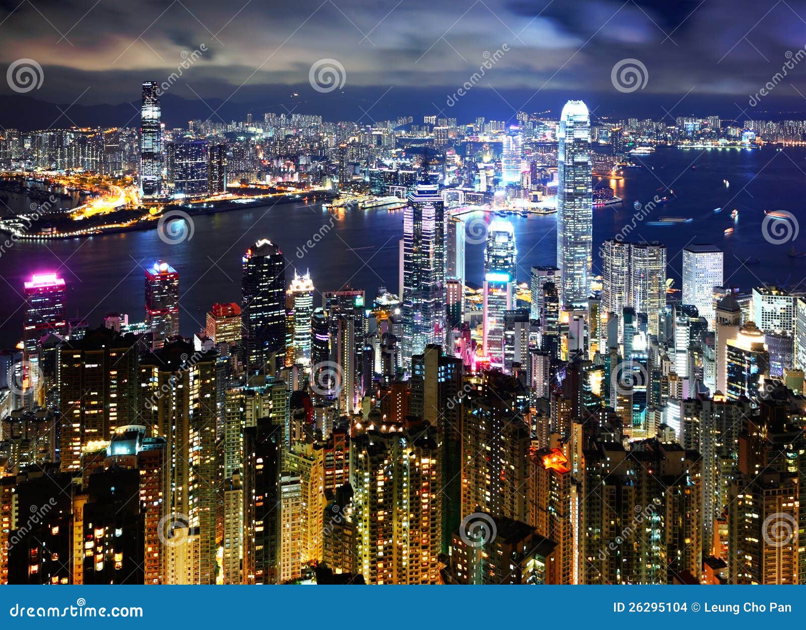 Hong Kong at night view stock photo. Image of beautiful - 26295104