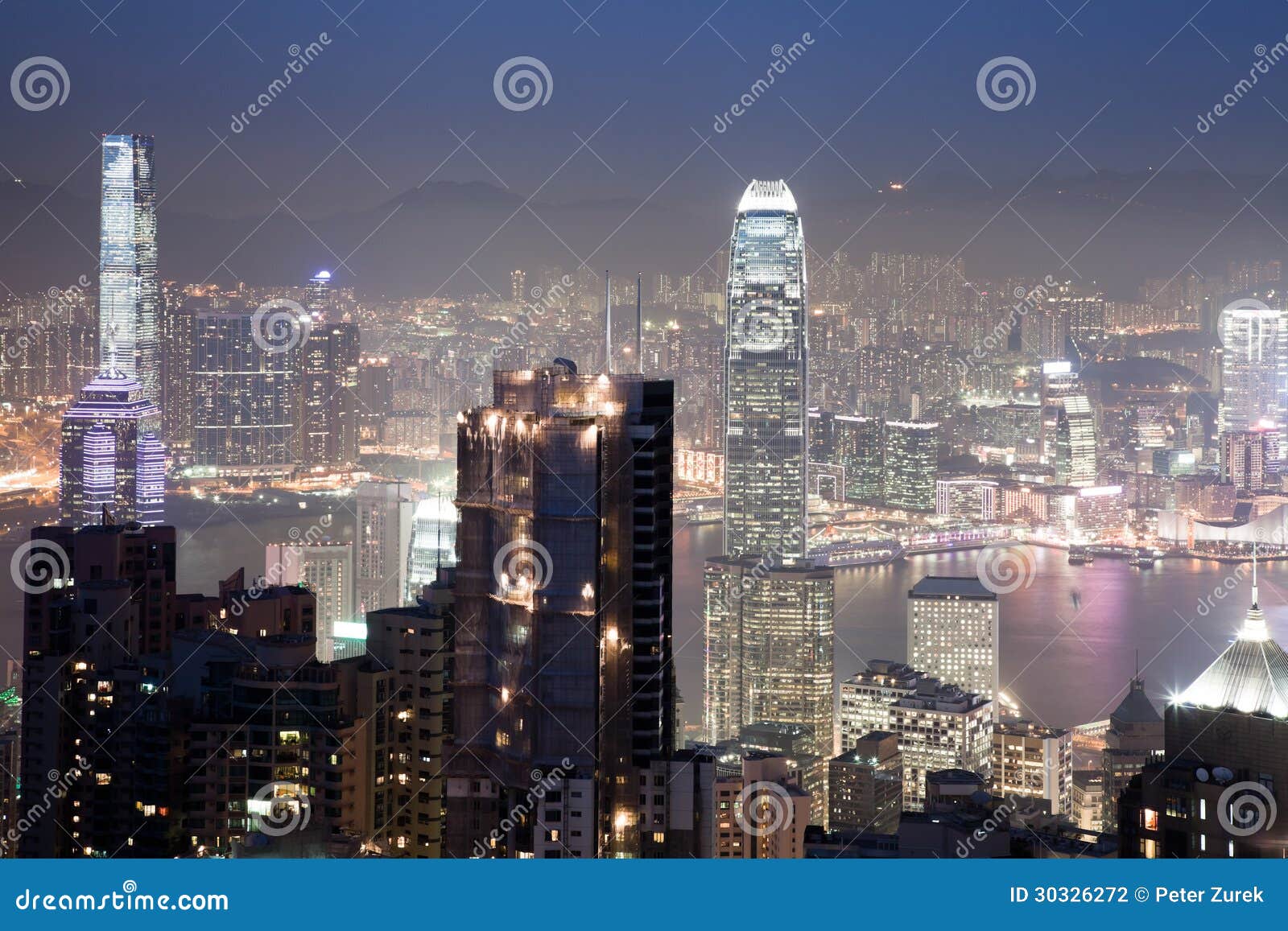 Hong Kong night view stock photo. Image of harbor, glass - 30326272