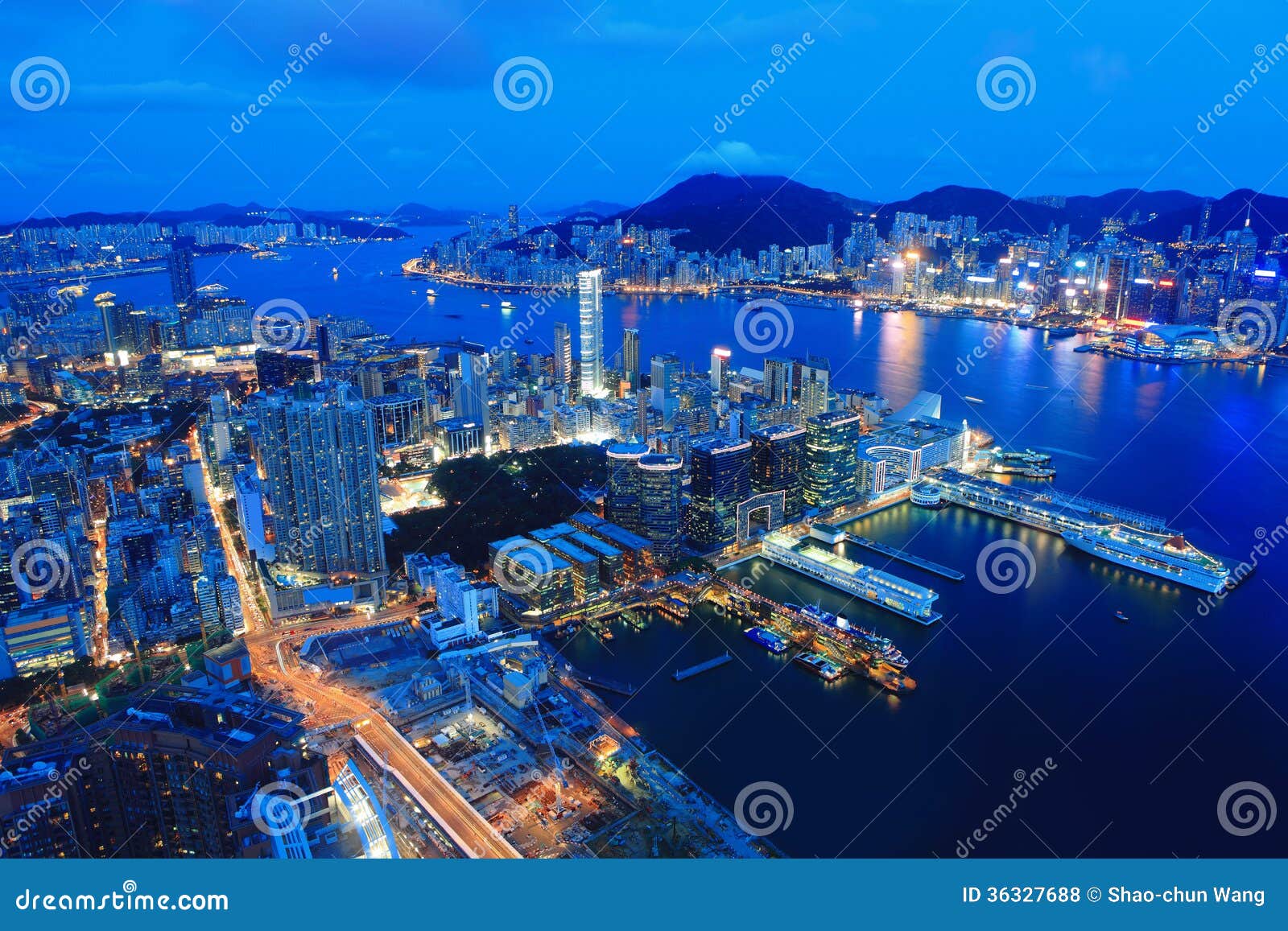 Hong Kong night view stock photo. Image of glass, evening - 36327688