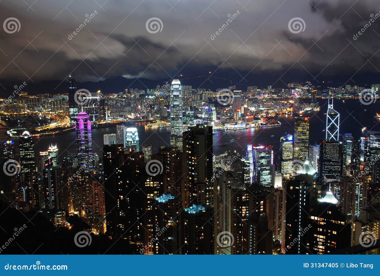 Hong Kong night view stock image. Image of centre, colony - 31347405