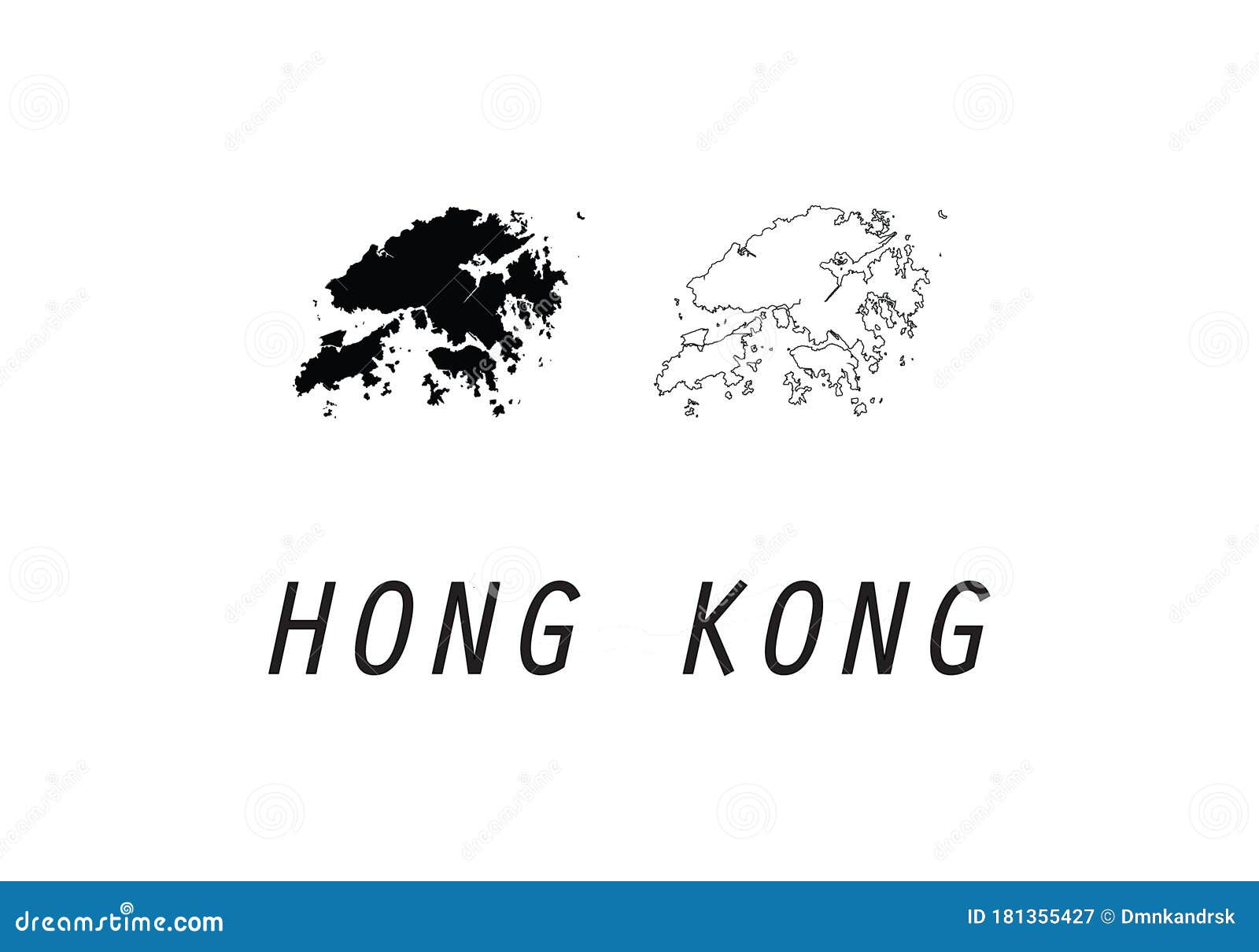Hong Kong Outline Map Country Shape Stock Vector - Illustration of ...