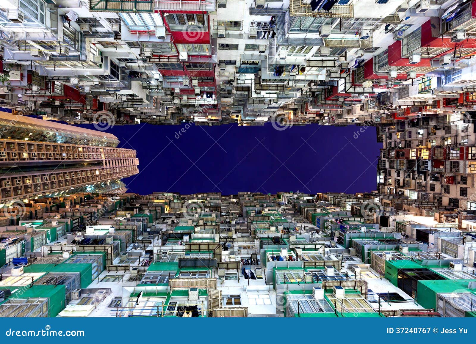 Hong Kong Packed Buildings at Night Stock Image - Image of modern ...