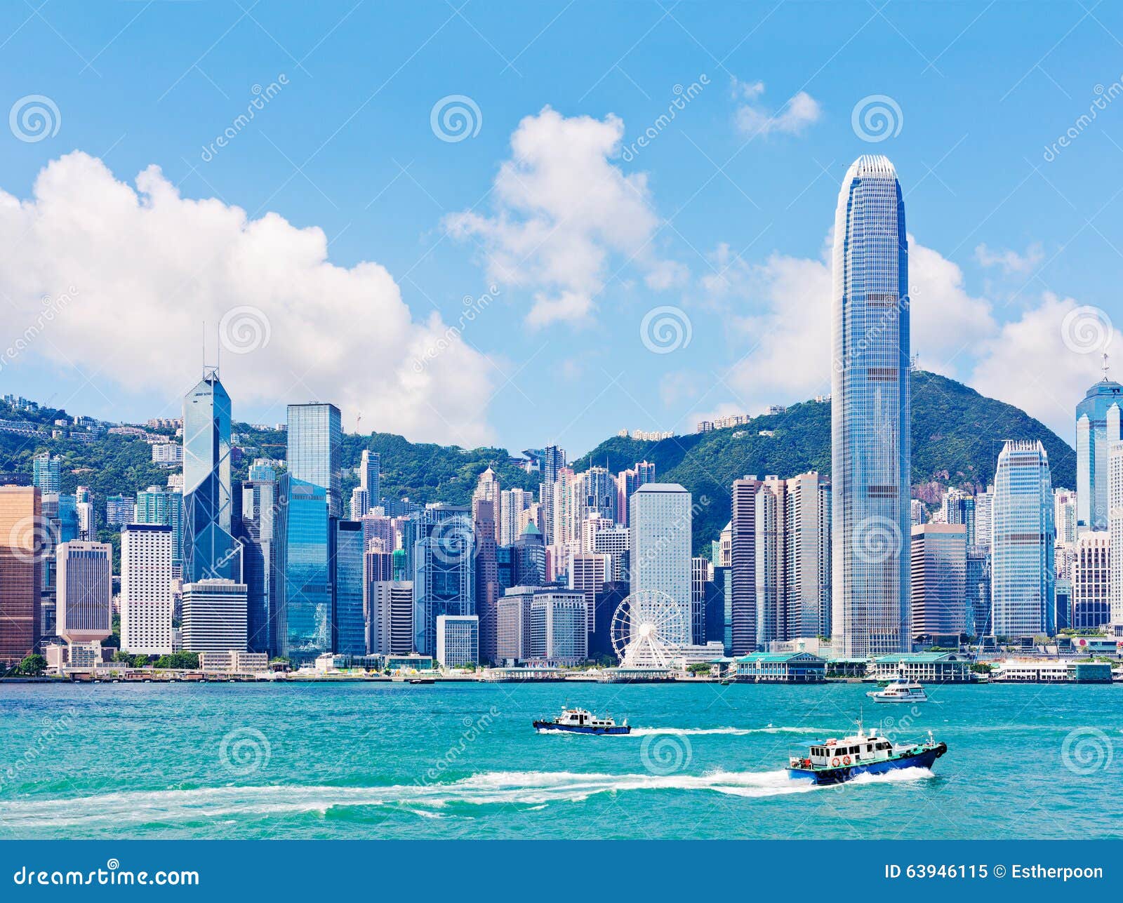 Hong Kong skyline at day stock image. Image of background - 63946115