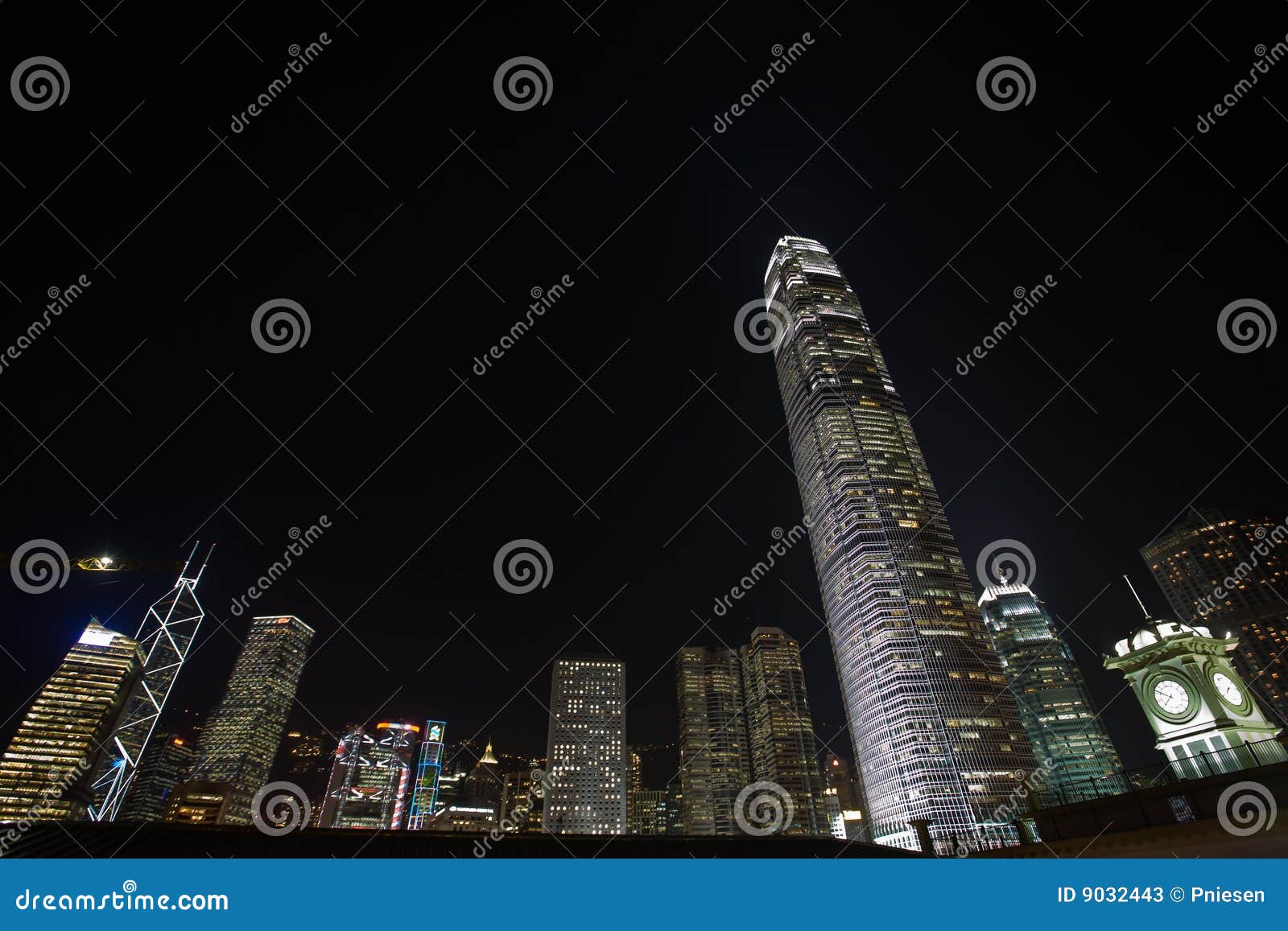 Hong Kong Skyline and Tallest Building at Night Stock Image - Image of ...