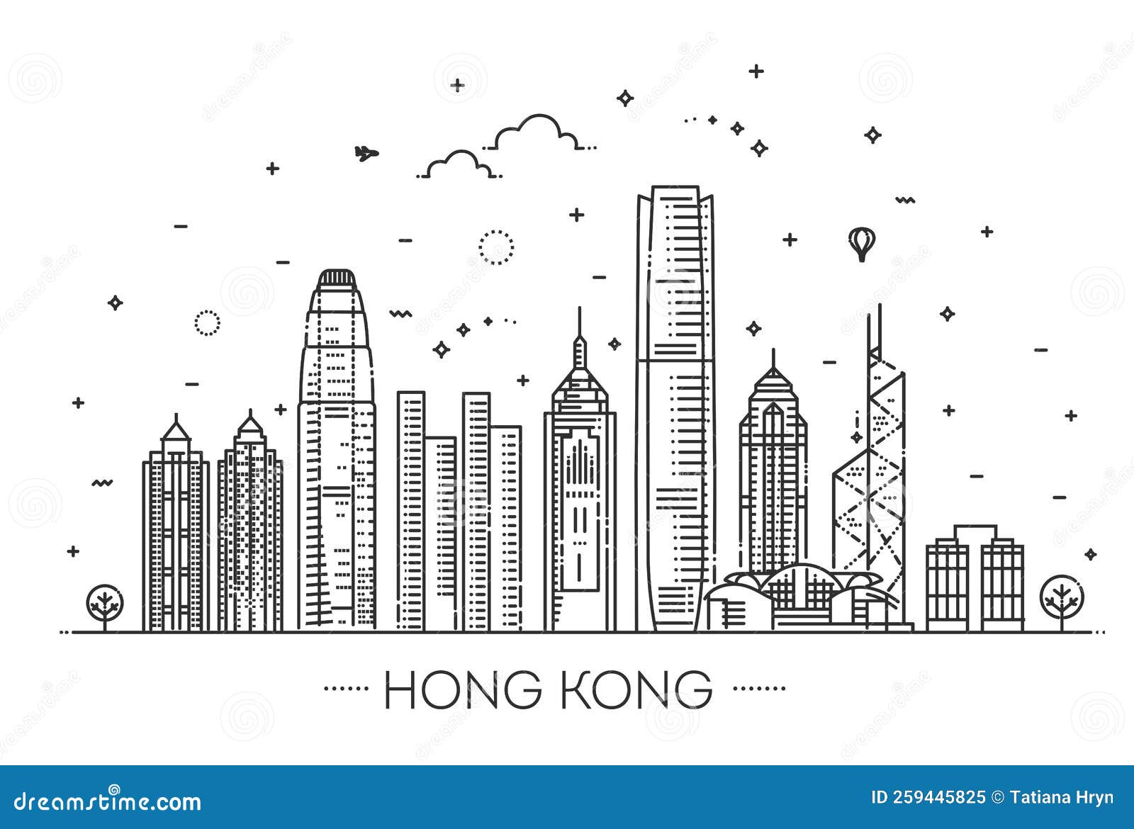 Hong Kong Skyline, Vector Illustration in Linear Style Stock Vector ... Hong Kong Skyline, Vector Illustration in Linear Style Stock Vector ...