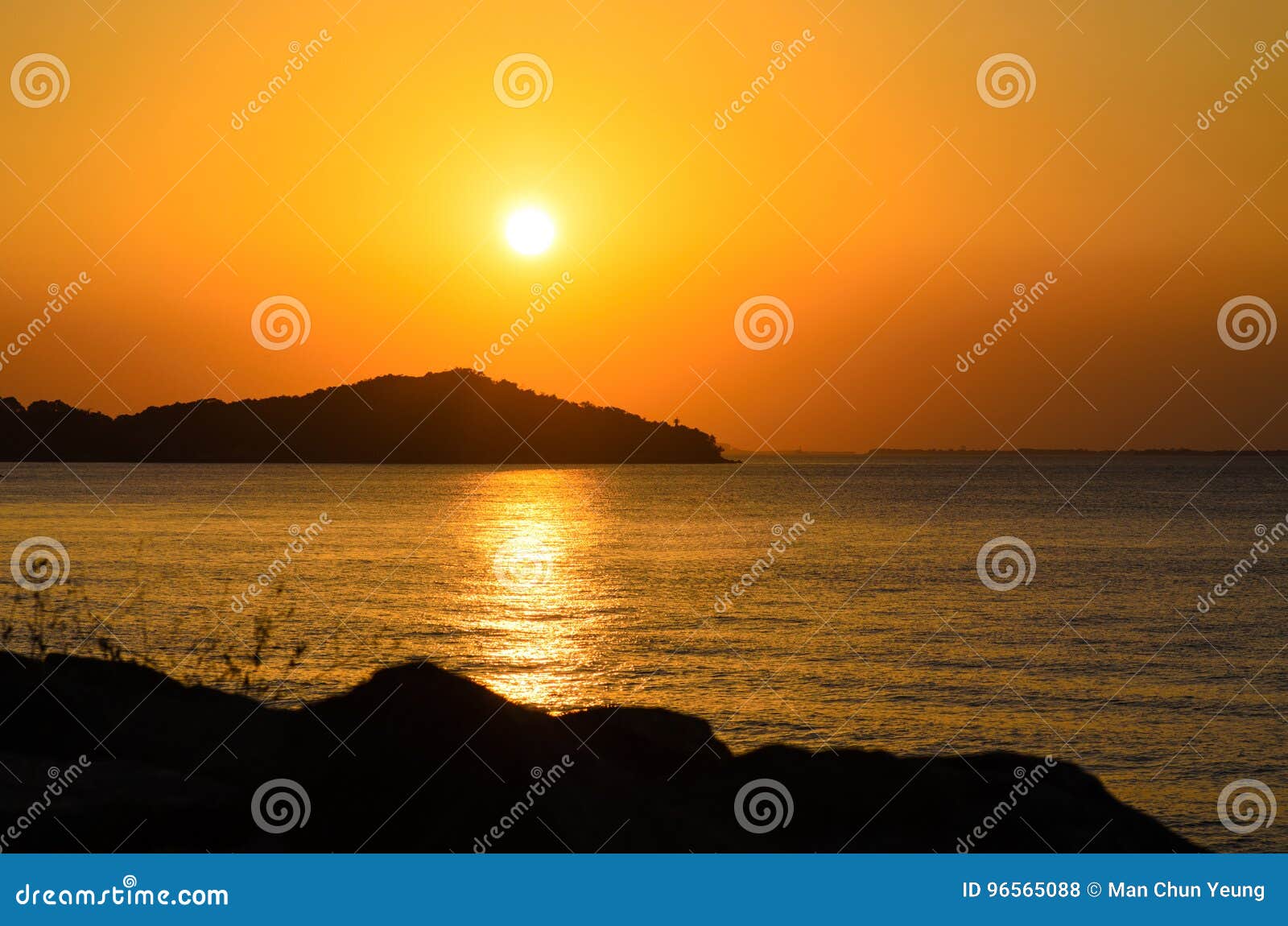 Hong Kong sunny bay sunset stock photo. Image of landscape - 96565088
