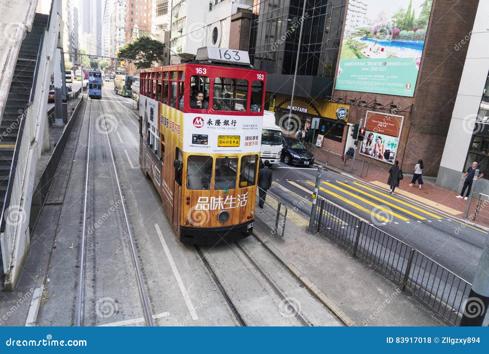 Hong Kong tramway editorial stock photo. Image of famous - 83917018
