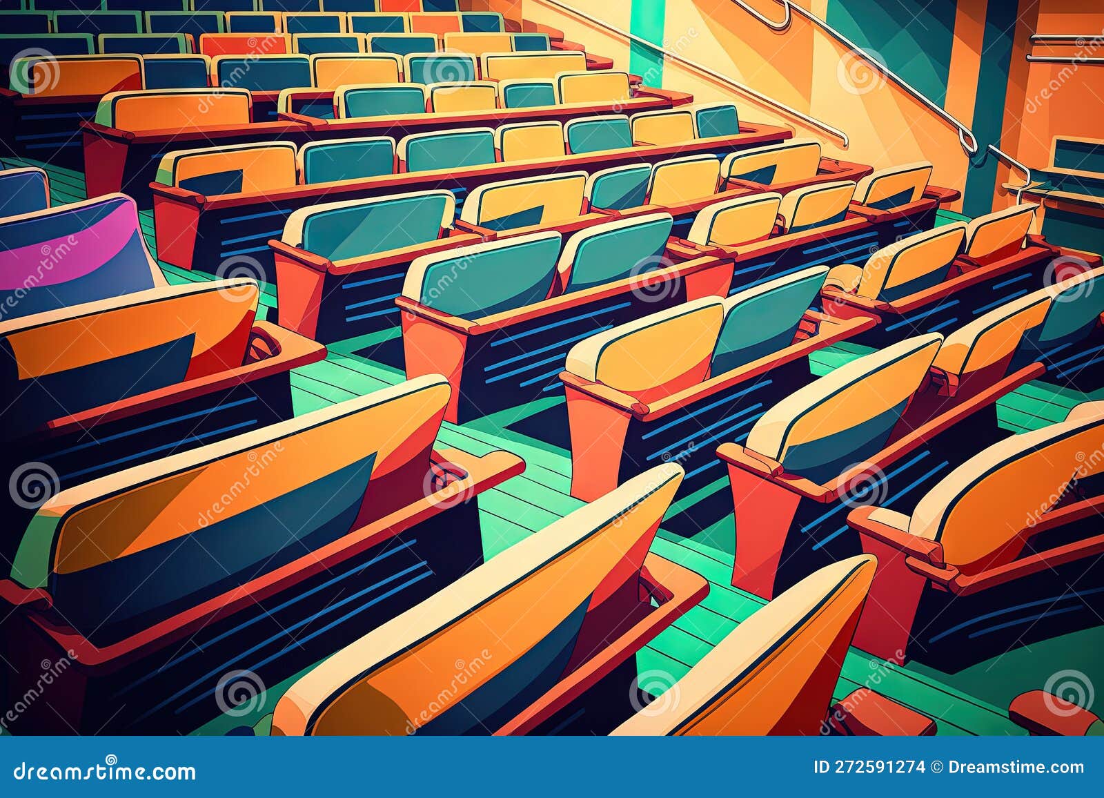 Hong Kong University Vacant Lecture Hall with Colorful Seats Stock ...