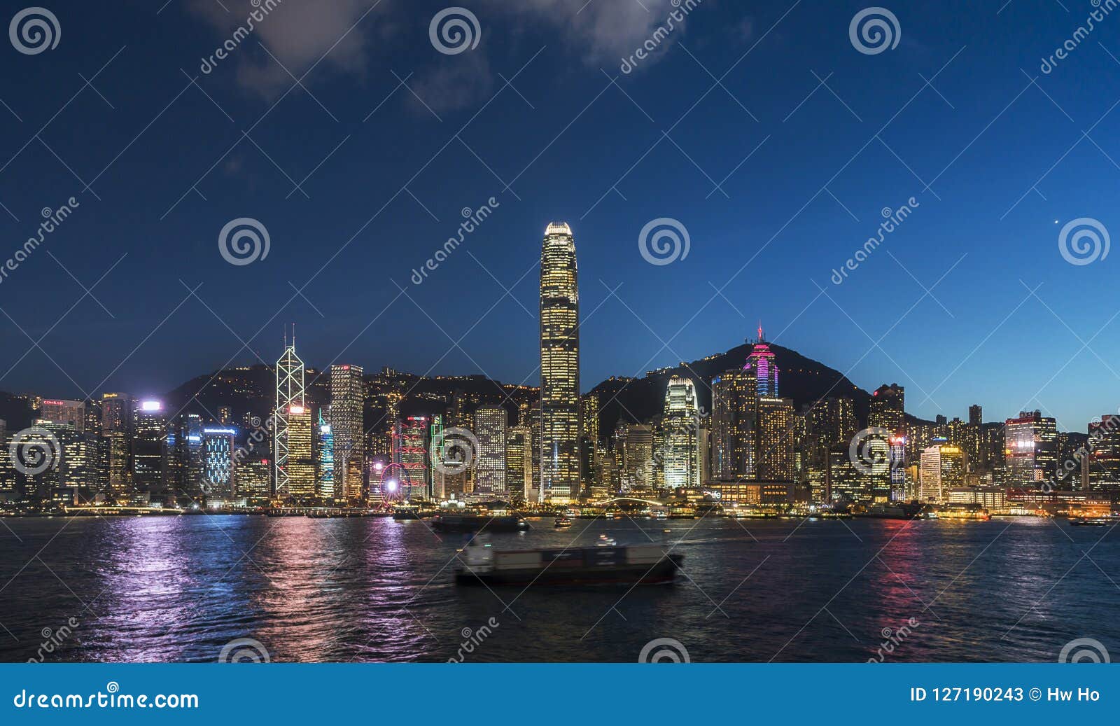 Hong Kong Victoria Harbor Night View. Stock Image - Image of asian ...
