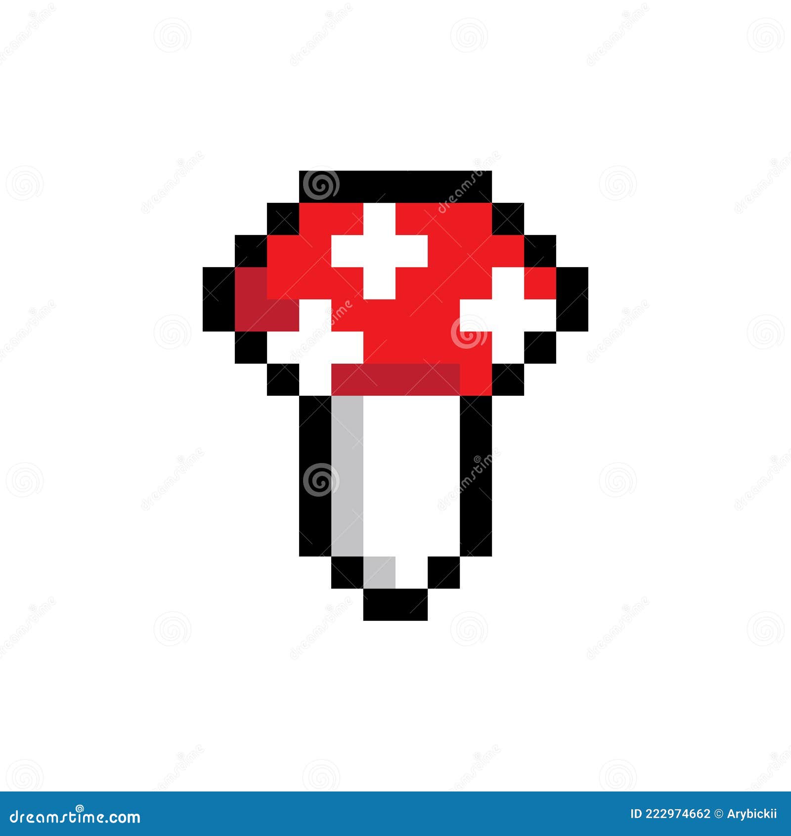 Hongo De Píxel En La Linda Pradera 2d Ilustración del Vector ...