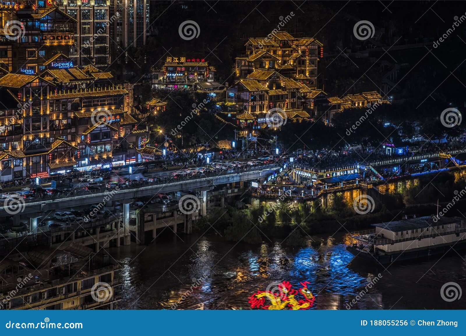 HongYa Cave editorial photo. Image of colors, site, hongyadong - 188055256