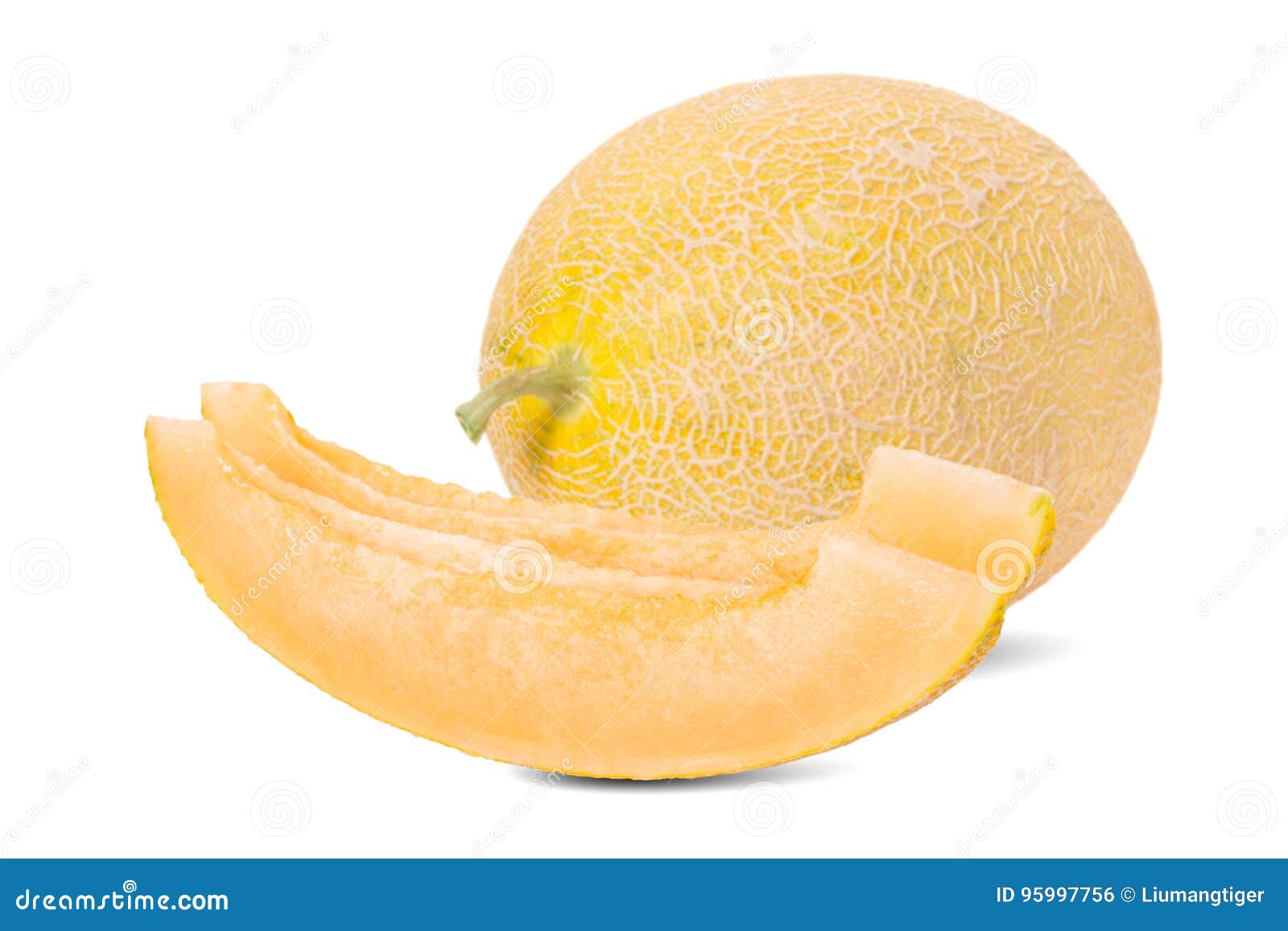 Honigmelone Im Weißen Hintergrund Stockfoto - Bild von geschnitten ...