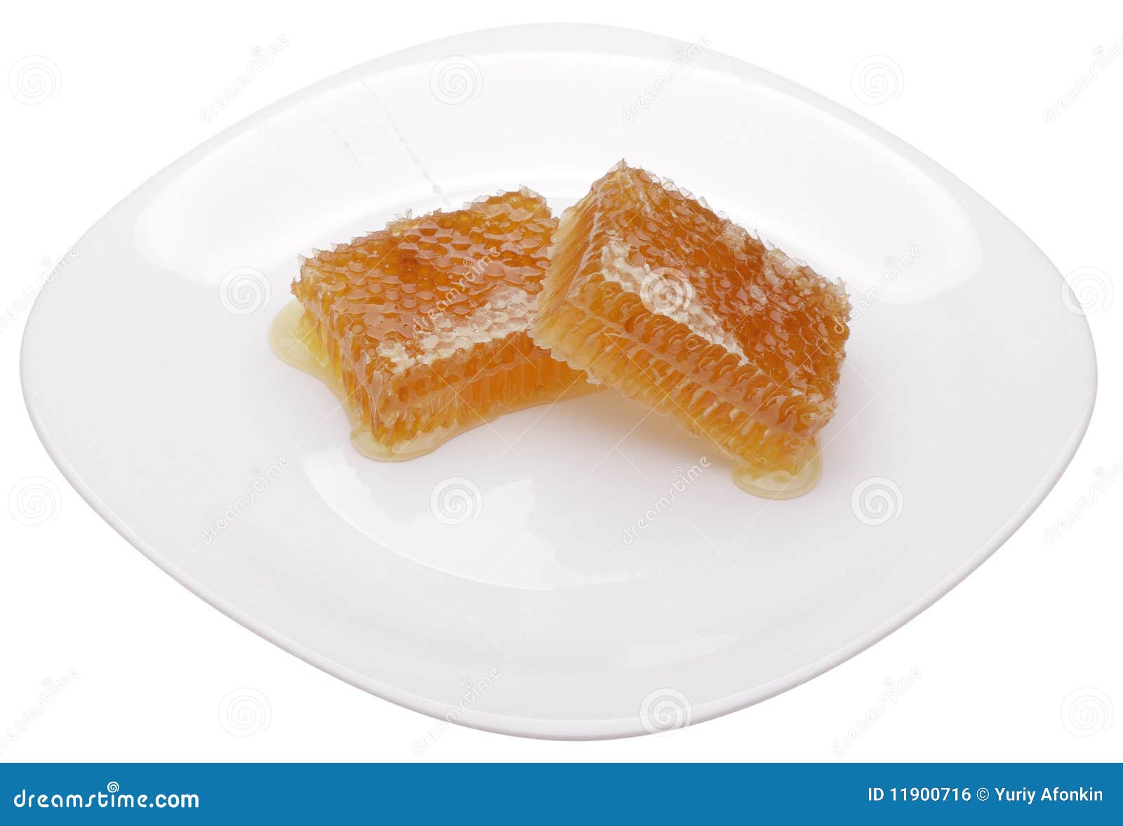 Honingraat op witte plaat stock foto. Image of gedeelte - 11900716