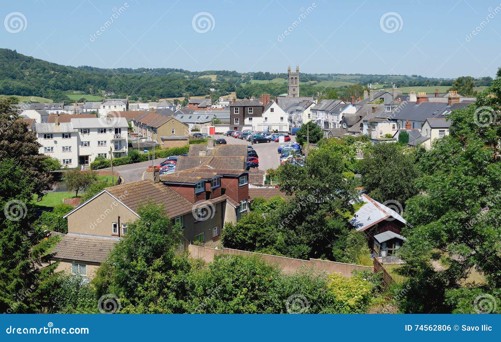 Honiton stock photo. Image of perspective, building, panoramic - 74562806