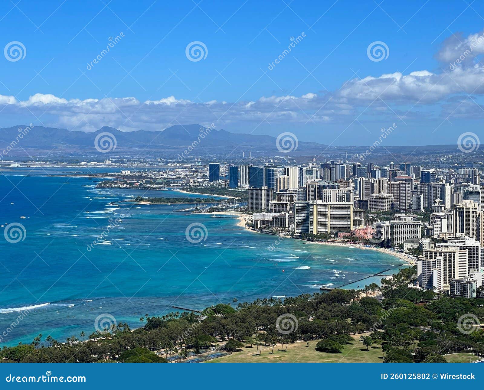 Honolulu City View from Diamond Head Lookout Stock Photo - Image of ...
