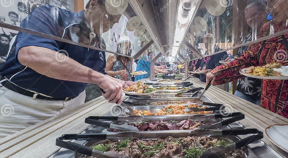 Honolulu, Hawaii, Oct 19, 2022- Shakacon - View of Buffet Table from ...
