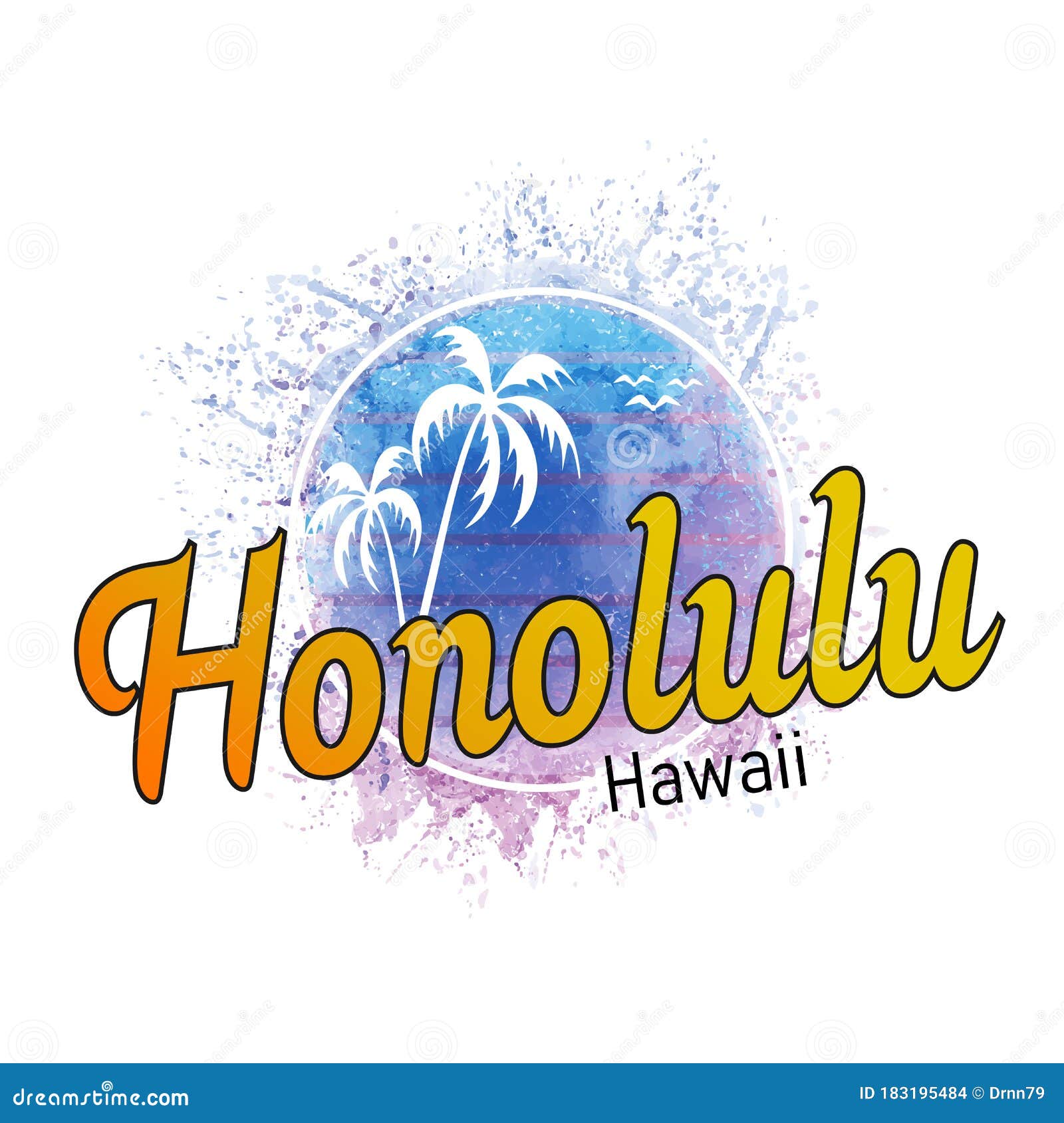Honolulu Hawaii Surf Grunge Poster with Summer Shield Inside Stock ...