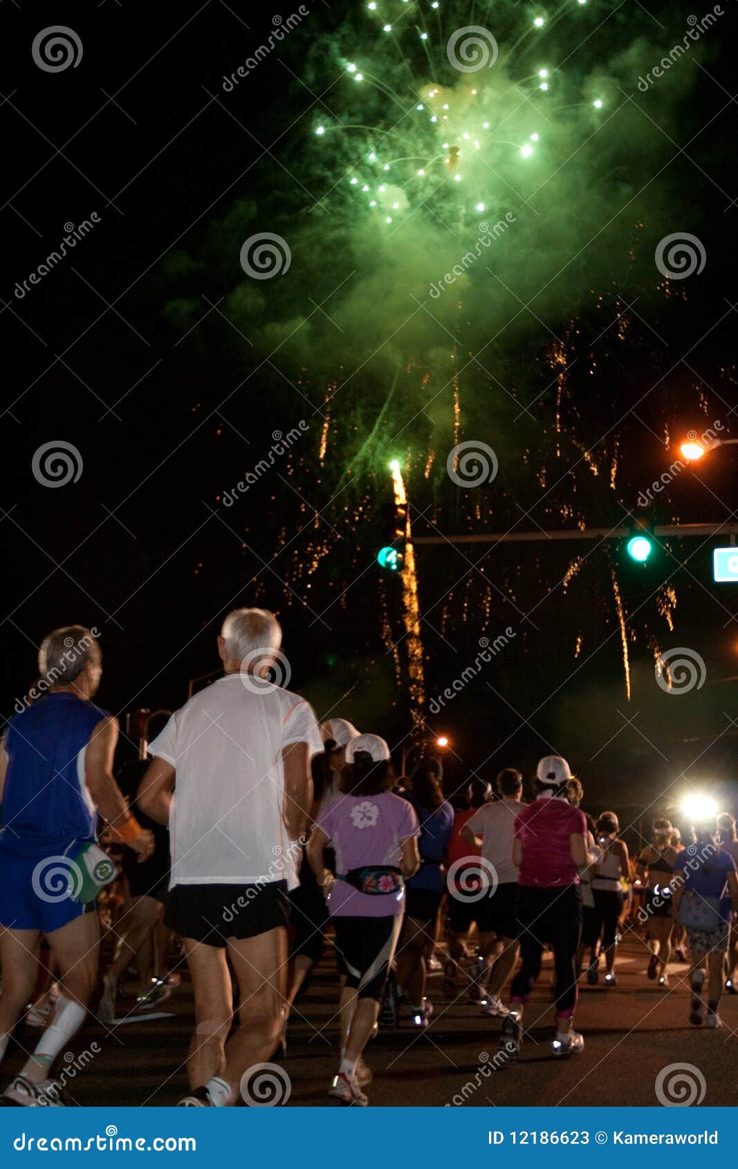 Honolulu Marathon with Firework Editorial Stock Photo - Image of hawaii ...
