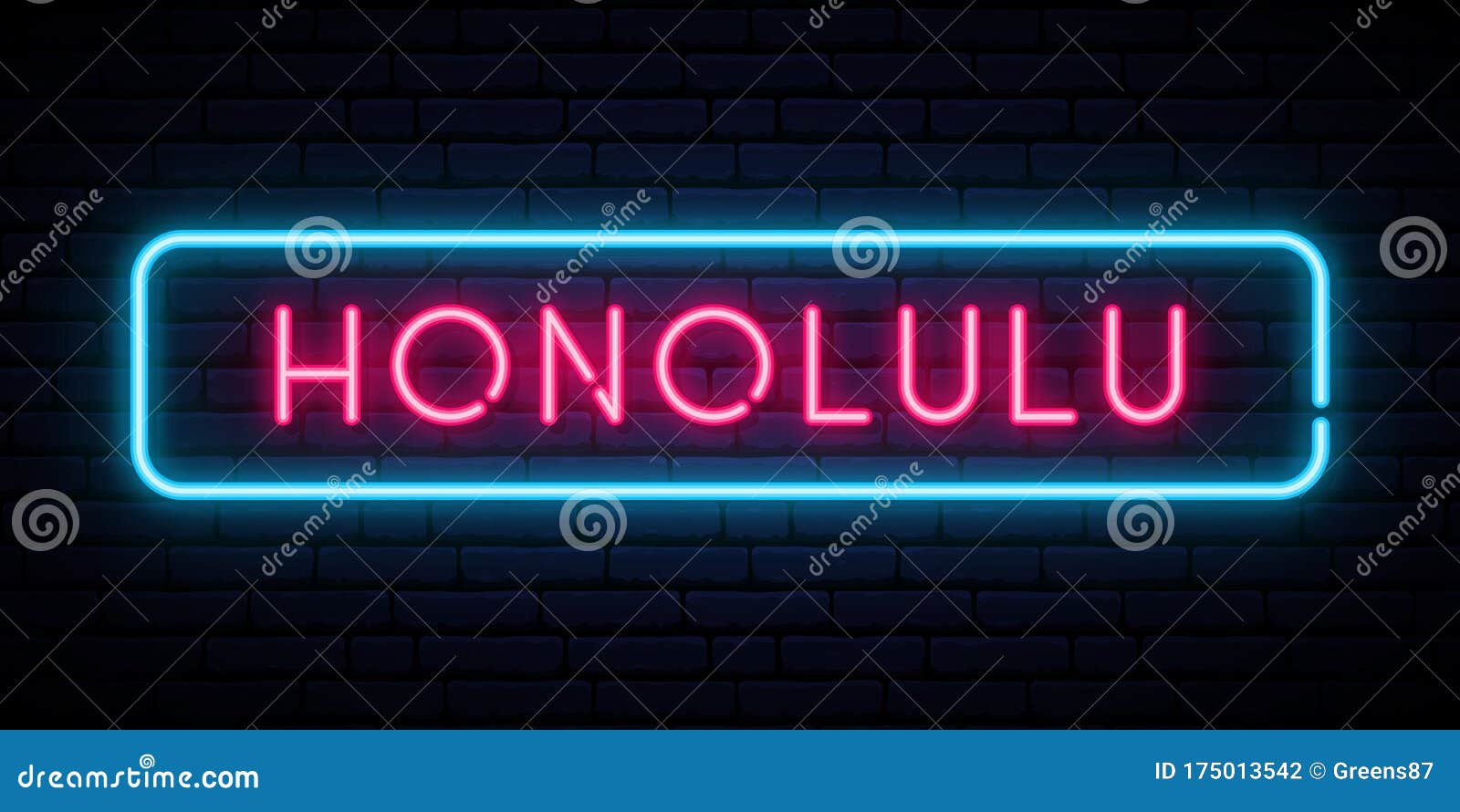 Honolulu neon sign. stock vector. Illustration of light - 175013542