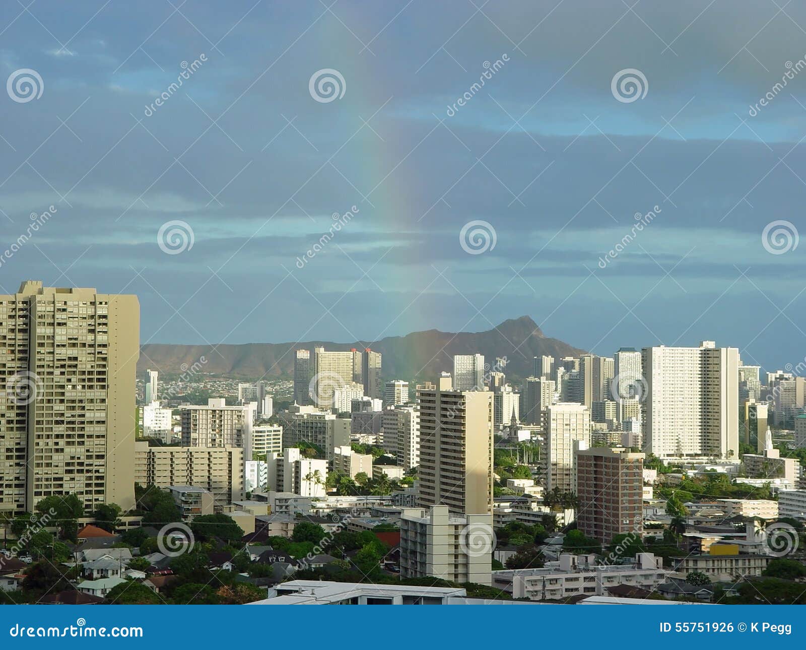 Honolulu Rainbow stock photo. Image of sunshine, holiday - 55751926