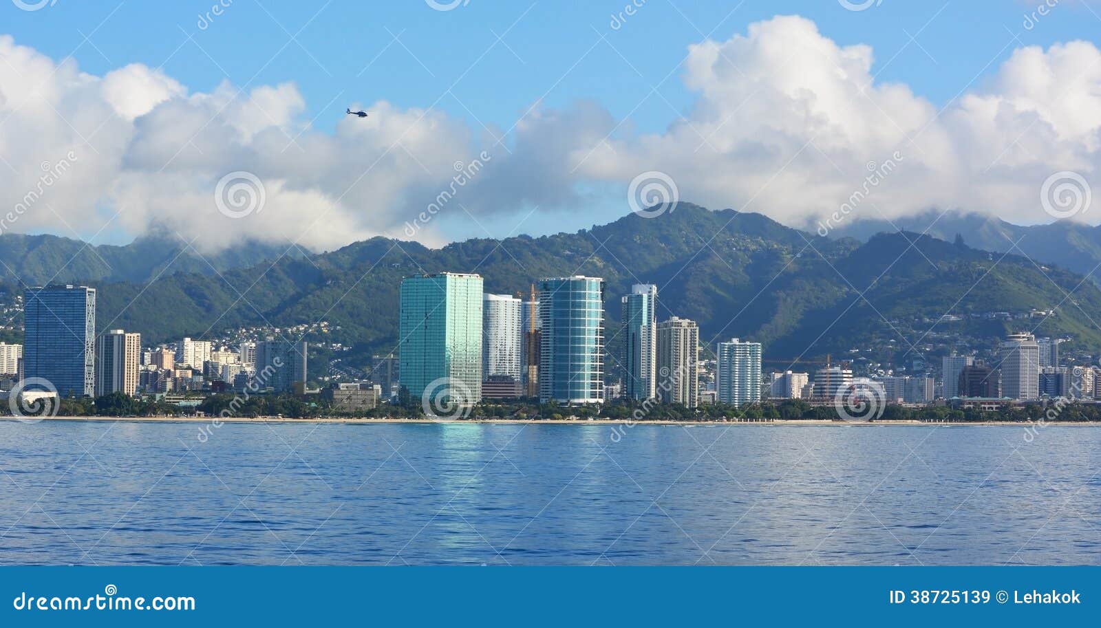 Honolulu Skyline with Blue Sky Stock Image - Image of holiday ...