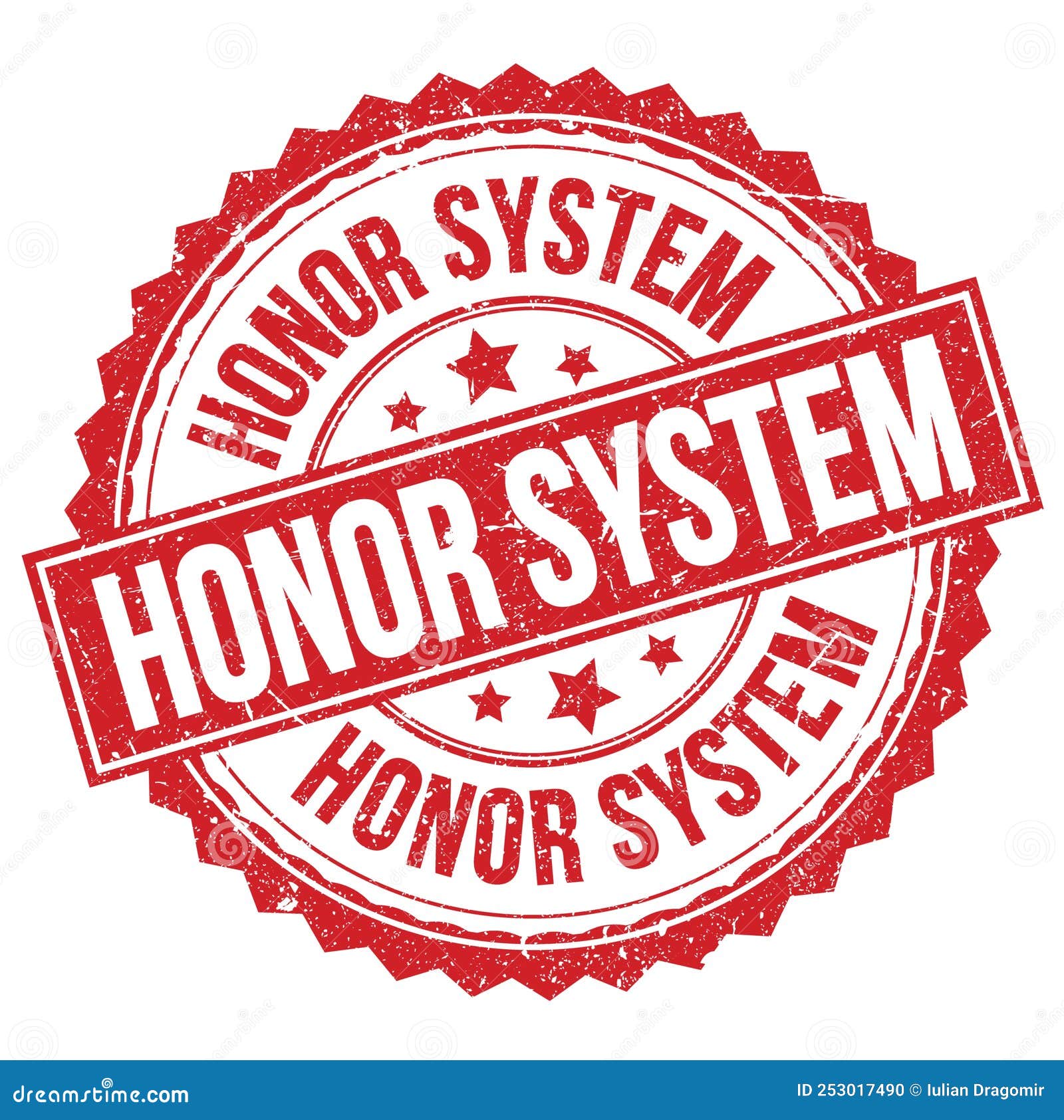 HONOR SYSTEM Text on Red Round Stamp Sign Stock Illustration ...