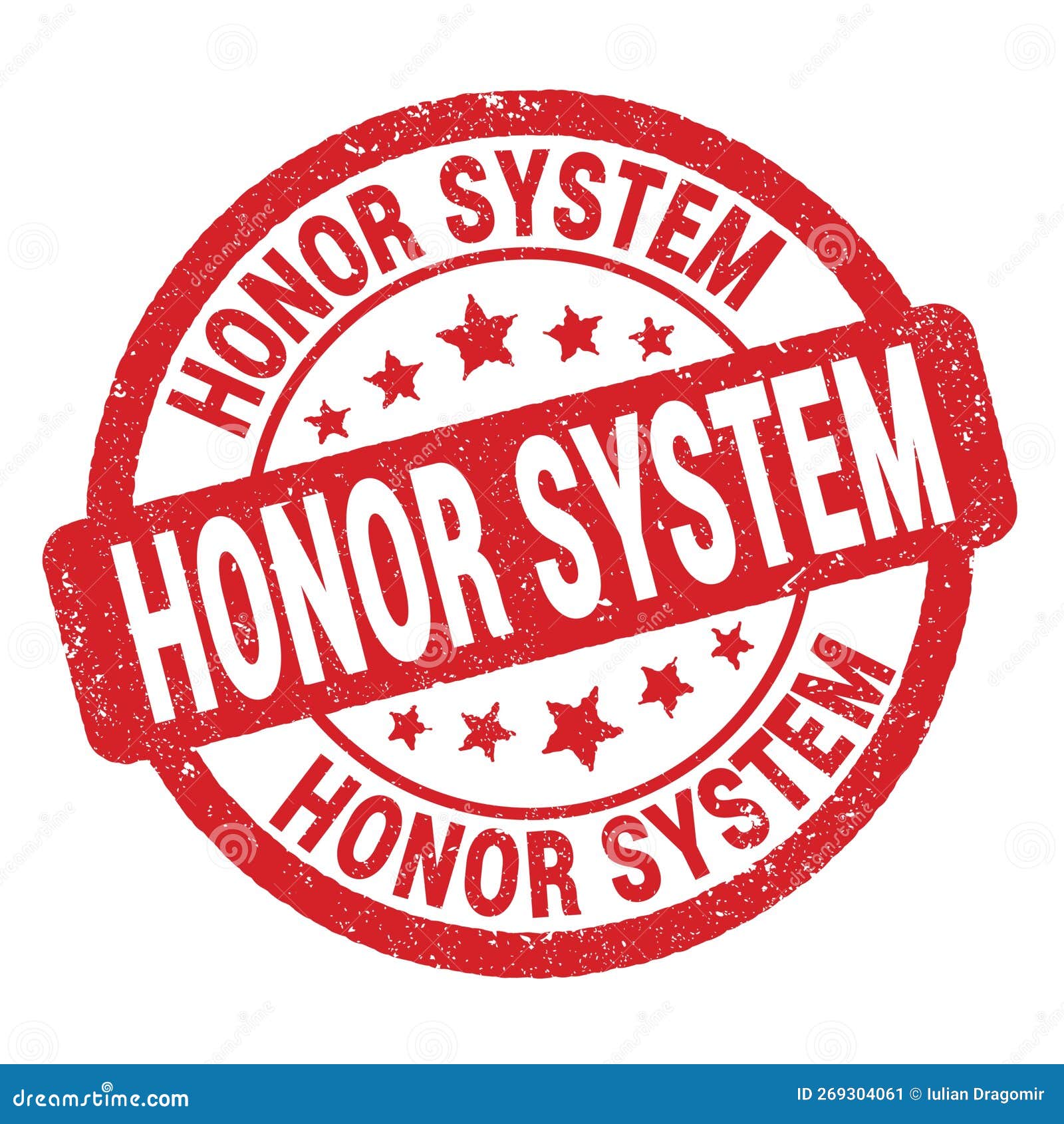 HONOR SYSTEM Text Written on Red Round Stamp Sign Stock Illustration ...