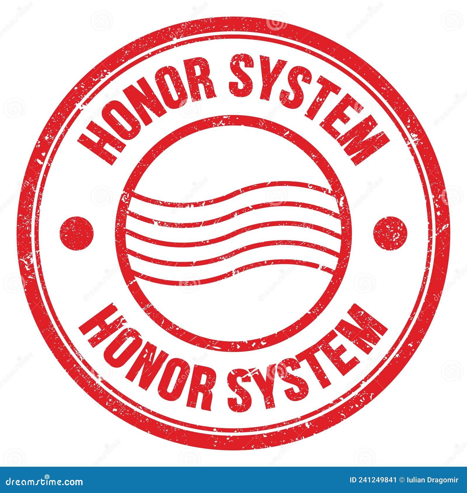 HONOR SYSTEM Text Written on Red Round Postal Stamp Sign Stock ...