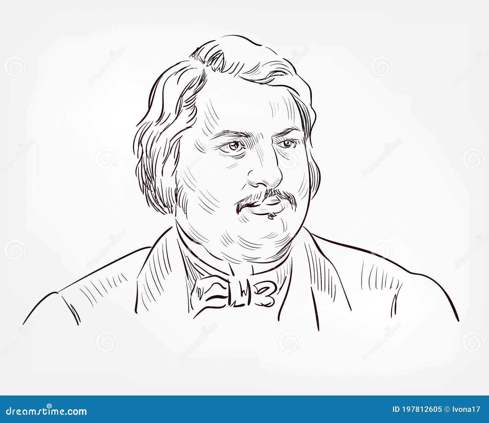 Honore De Balzac Vector Sketch Illustration Editorial Image ...