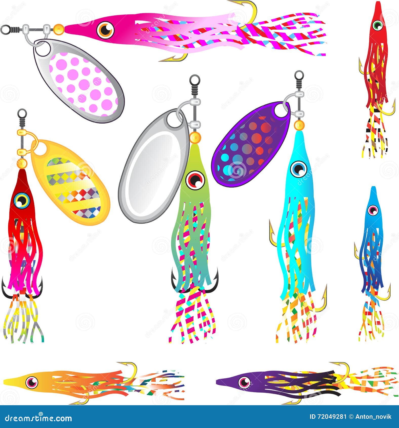 Hoochie Squid Fishing Lure Spinners Vectors Trolling Lure Stock Vector ...