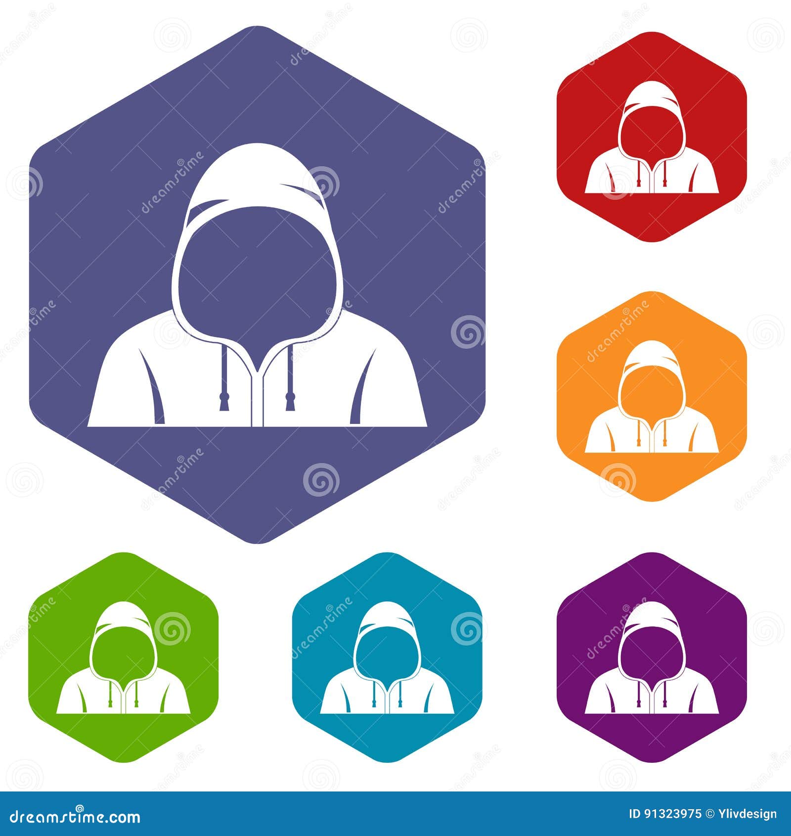 Hood icons set hexagon stock vector. Illustration of clothing - 91323975