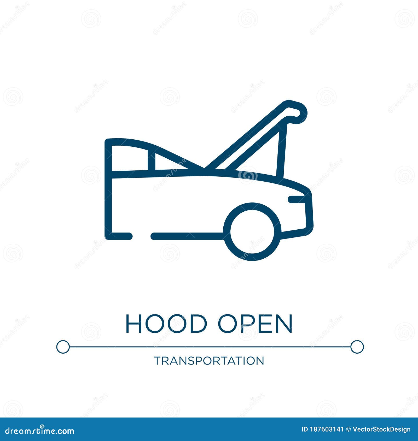 Hood Open Icon. Linear Vector Illustration from Car Engine Collection ...