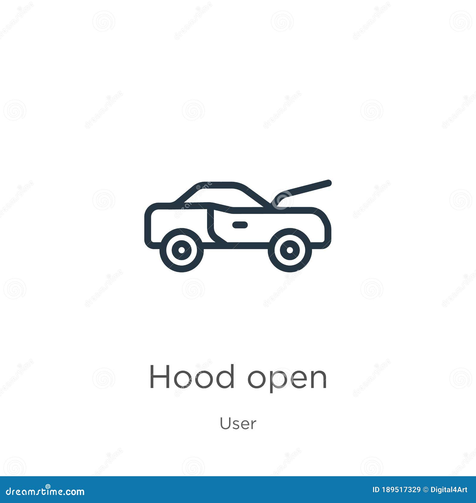 Hood Open Icon. Thin Linear Hood Open Outline Icon Isolated on White ...