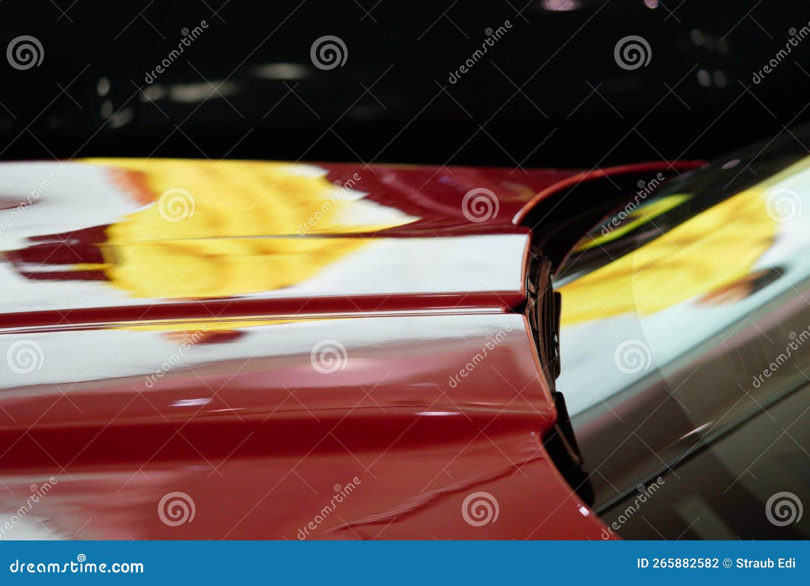 Hood and Windshield of a Red Car Stock Photo - Image of wheel, window ...