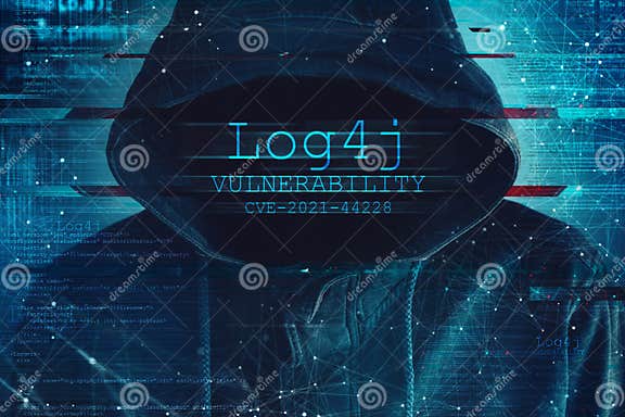 Hooded Computer Hacker in Cybersecurity Vulnerability Log4J Concept Stock Image - Image of ...