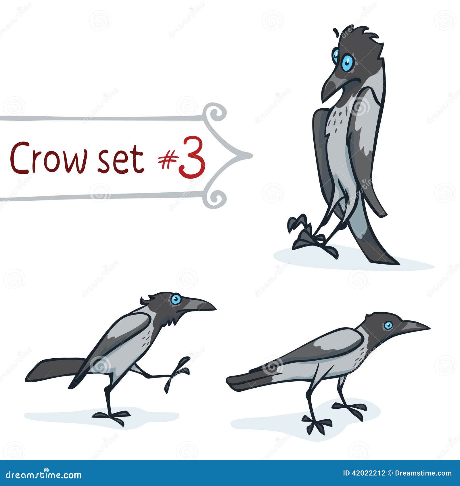 Hooded Crow Set stock vector. Illustration of crow, animal - 42022212