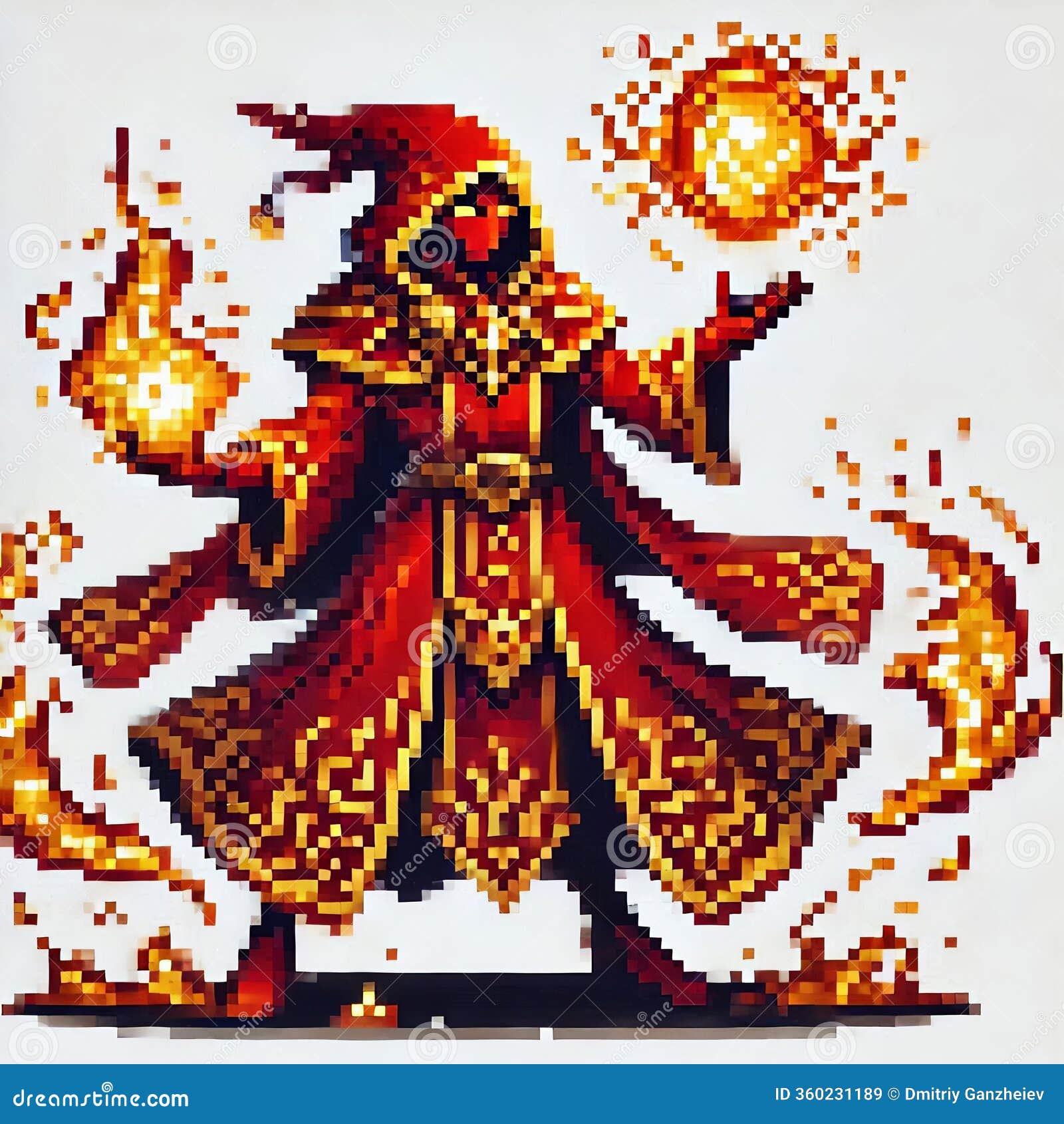 Hooded Fire Wizard stock illustration. Illustration of wizard - 360231189