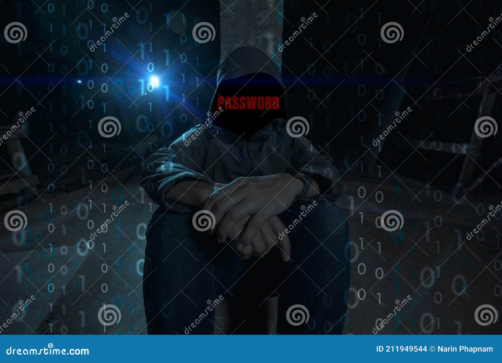 Hooded Hacker Red Text Password Stock Photo - Image of malware, danger ...