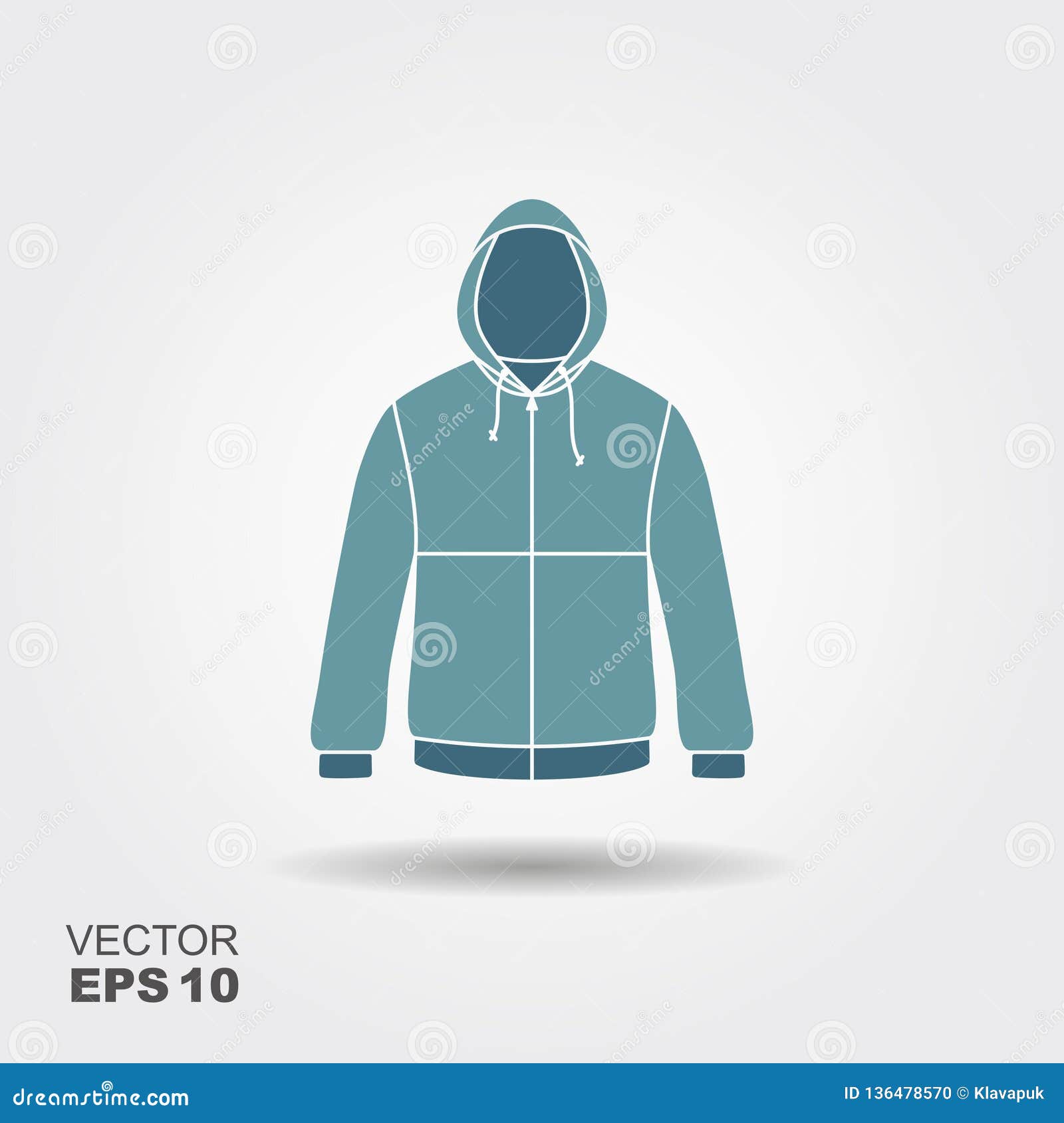 Hooded Jacket Flat Icon with Shadow. Sportswear Stock Vector ...