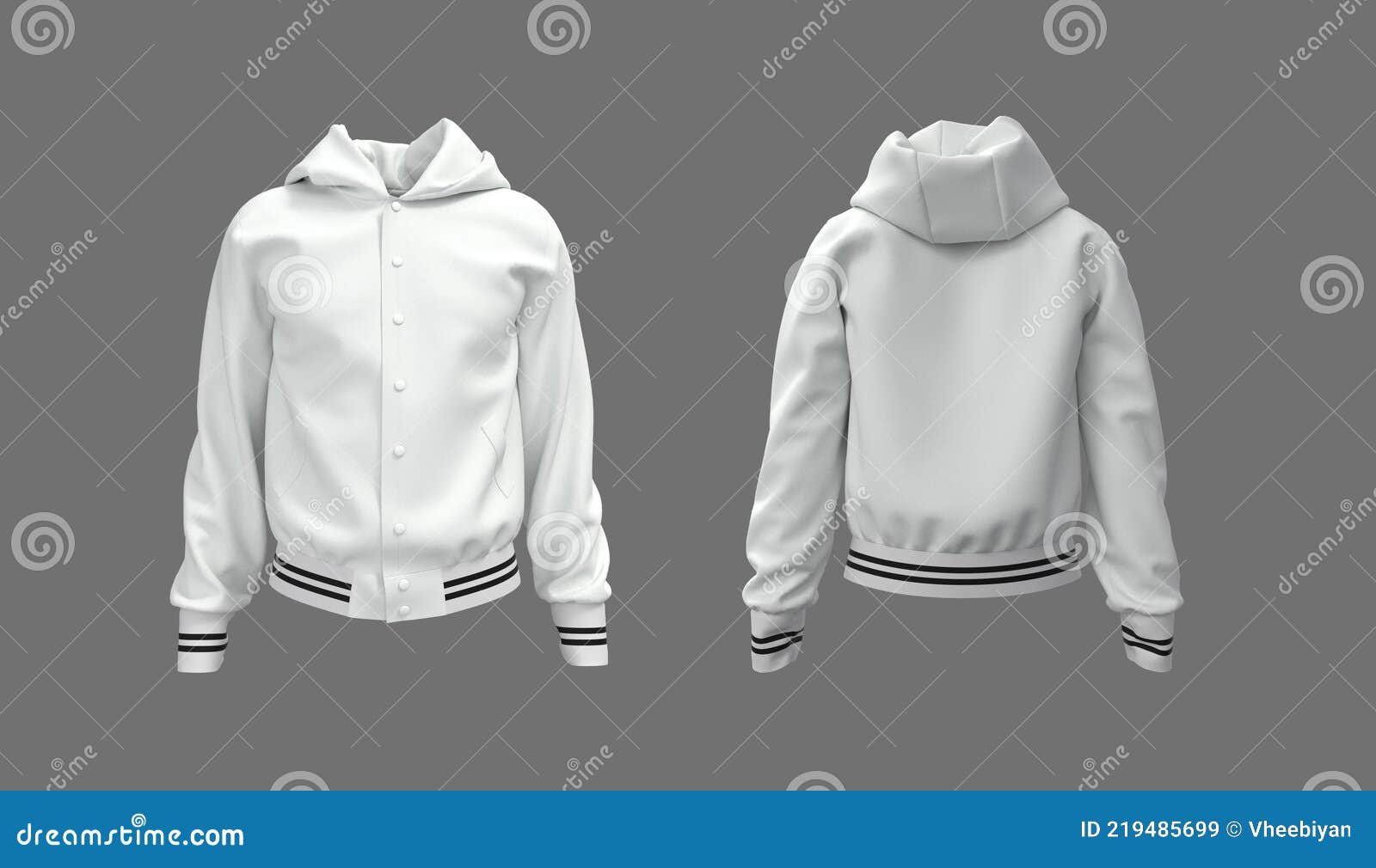 Hooded Jacket Mockup in Front, and Back Views. Stock Illustration ...