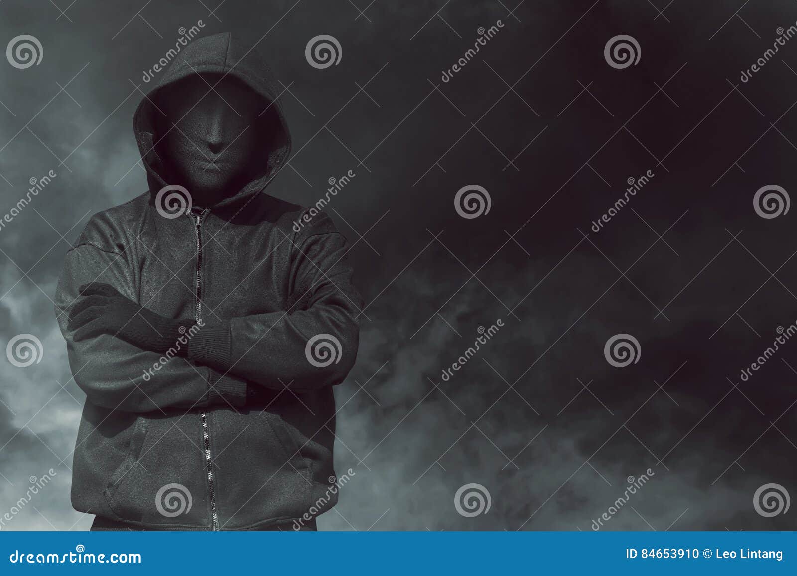 Hooded Man with Mask Standing Alone Stock Photo - Image of code, face ...