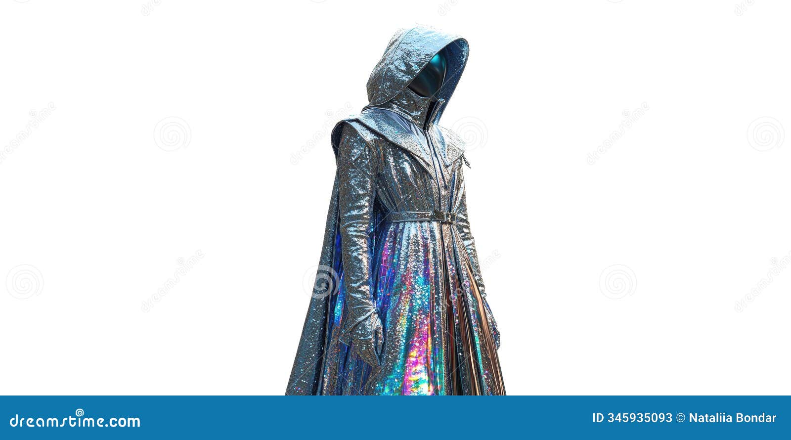 Hooded Silver Cloak with Reflective Surface Isolated on Transparent ...