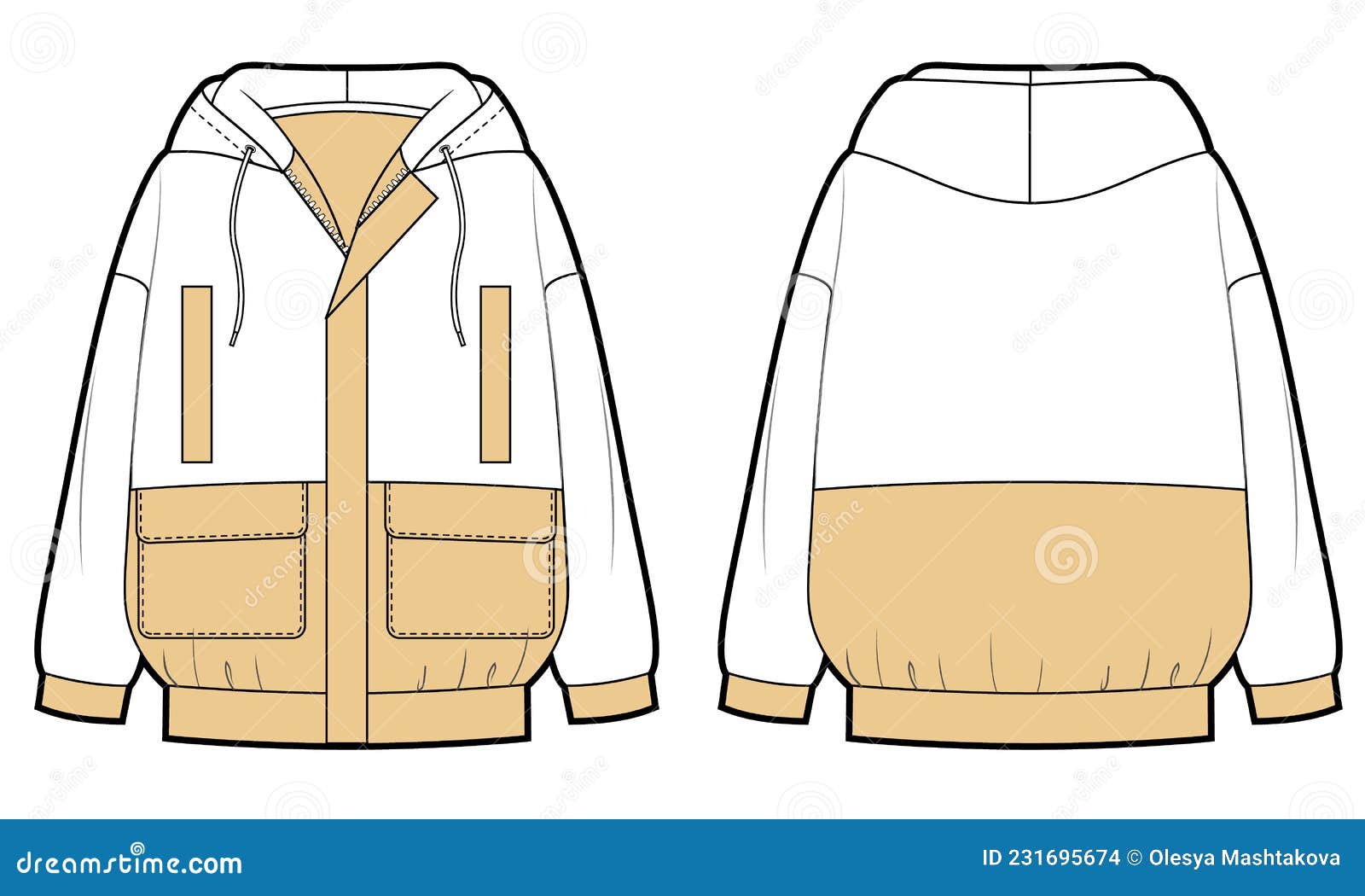 Hooded Sports Jacket Vector Template Stock Vector - Illustration of ...