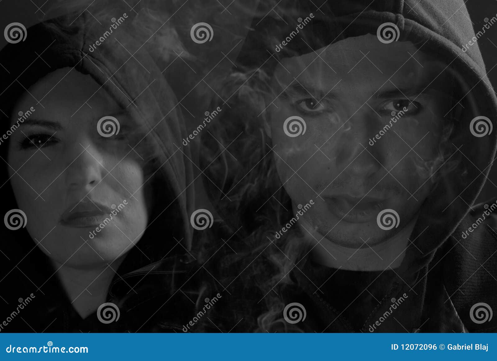 Hooded Street People in White and Black Stock Photo - Image of band ...