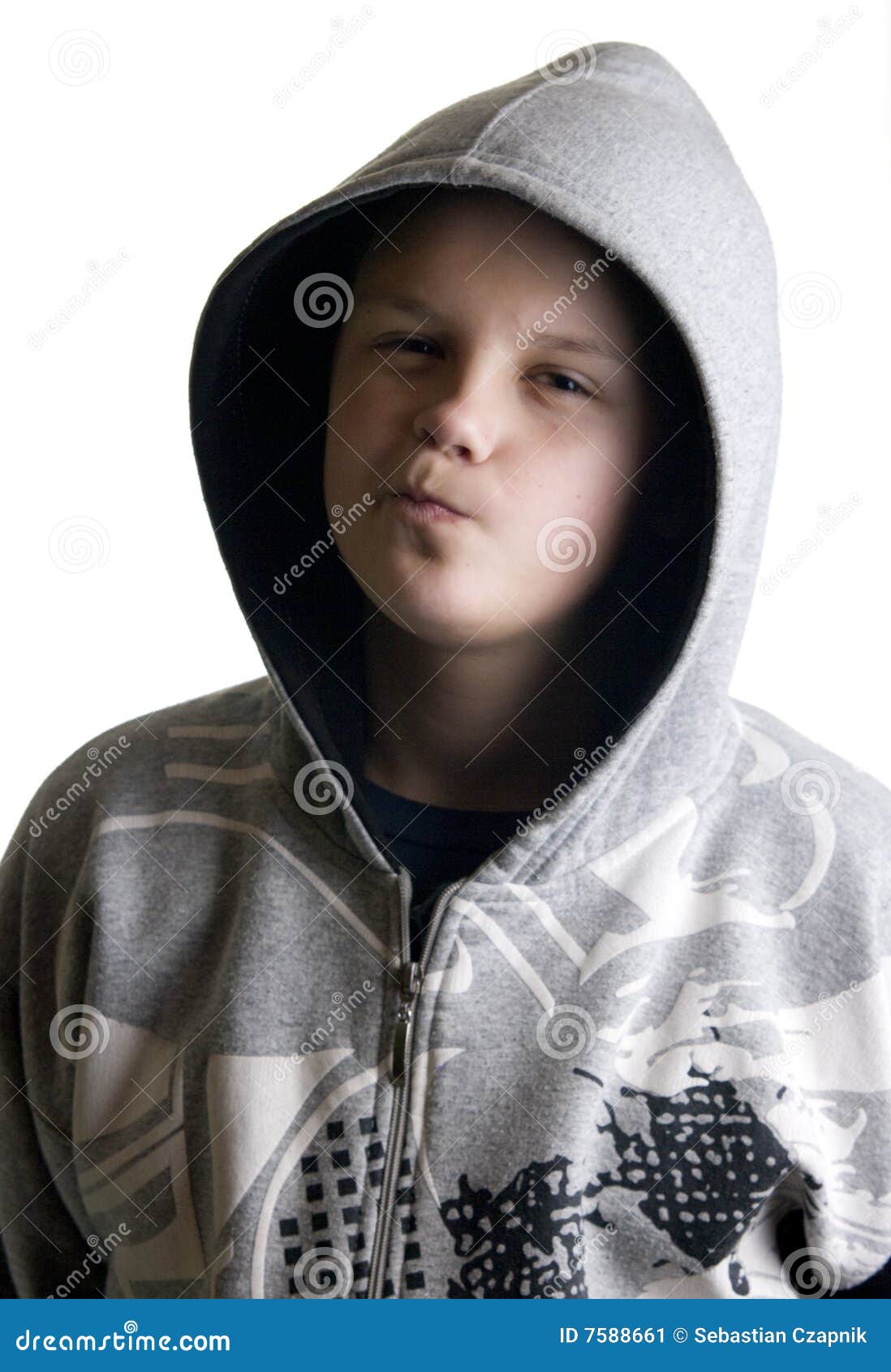 Hooded teenage boy stock image. Image of confident, look - 7588661
