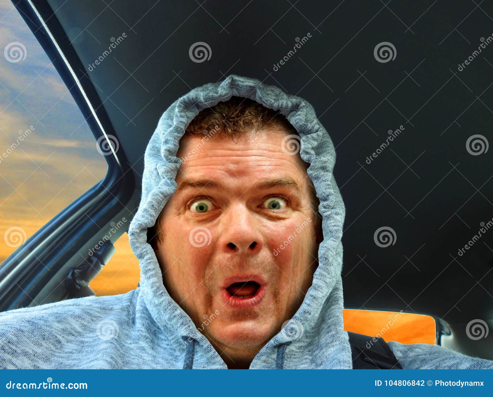 Hoodie outraged driver stock photo. Image of dials, confusing - 104806842