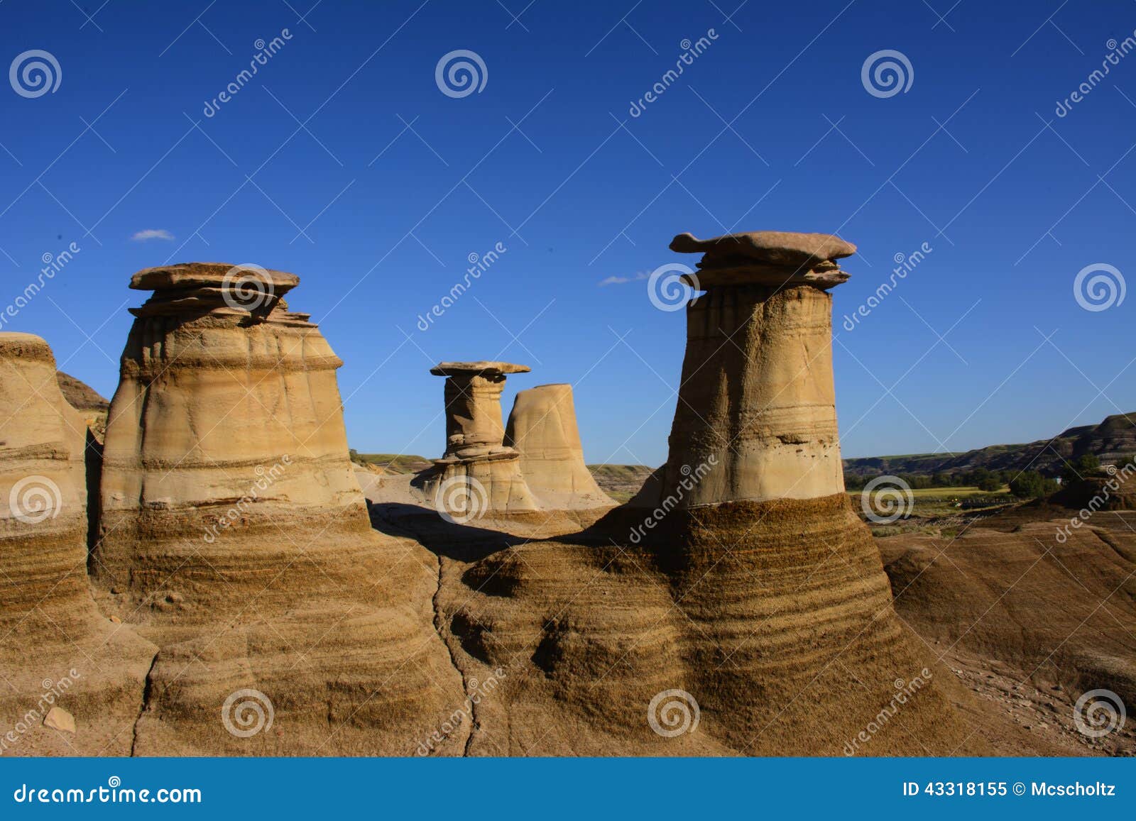 Hoodoos Near Tunnel Mountain At Banff National Park In Alberta Stock ...