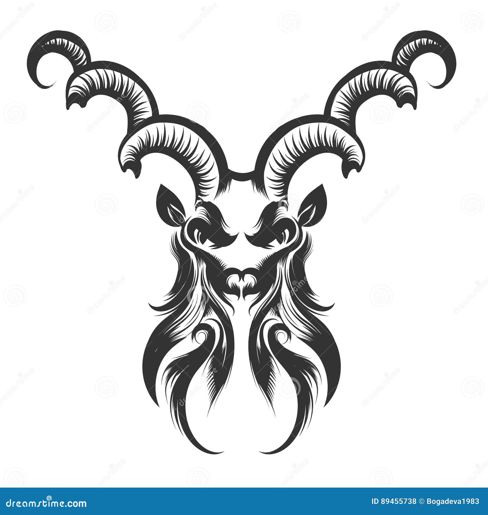 Hoofd De Gravureillustratie Van Steenbok Vector Illustratie ...