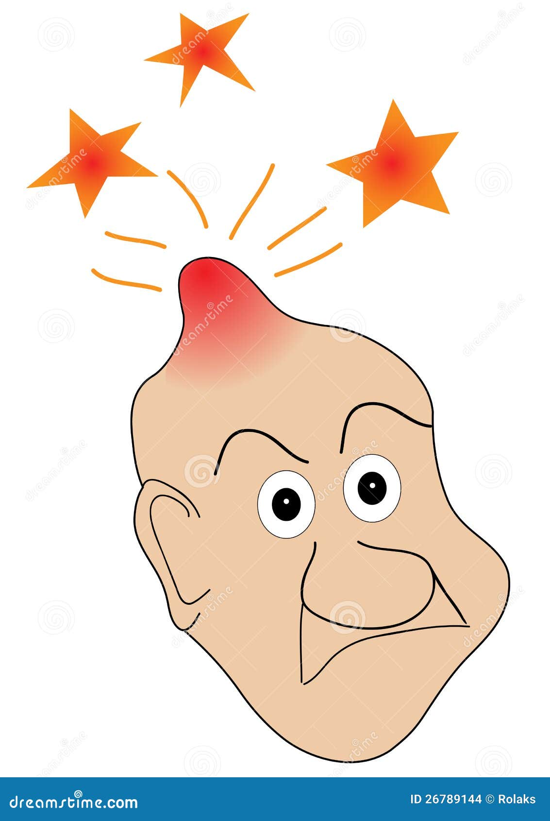 Hoofd met een buil vector illustratie. Illustratie bestaande uit ...