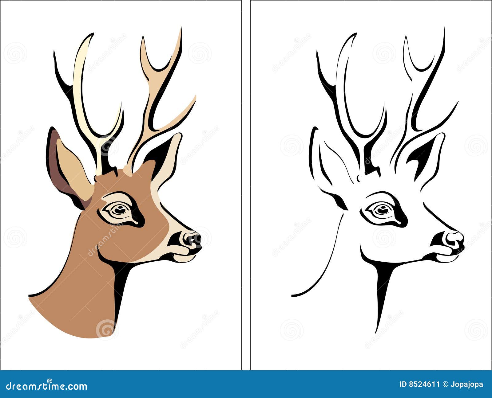 Hoofd van een hert vector illustratie. Illustratie bestaande uit hert ...